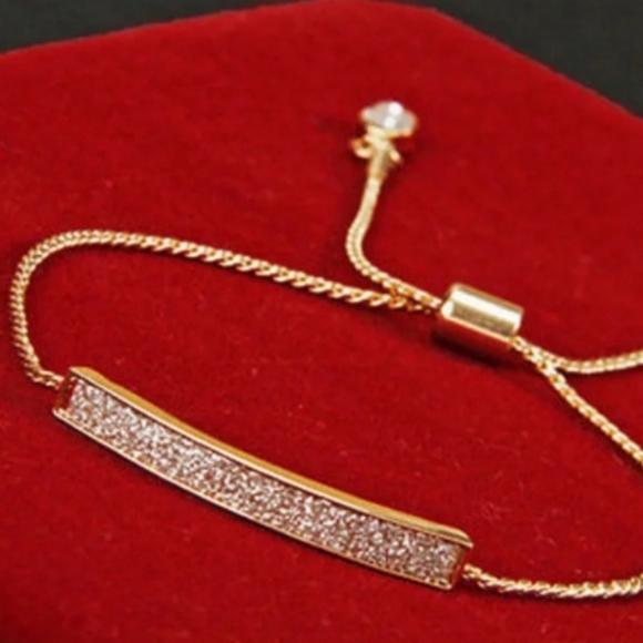 Jewelry | 32 Adjustable Gold Glitter Bracelet | Poshmark